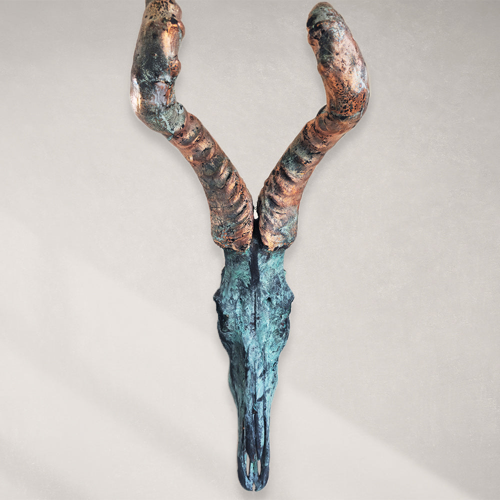 Copper Leaf Gilded and Patinated Ethically Sourced Hartebeest Skull